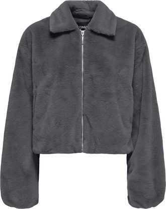 Only Damen Onldana Life Faux Fur Jacket Cc OTW, Blackened Pearl, x_s