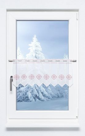 Plauener Spitze Scheibengardine Eiskristall (Bx H) 410cm * 30cm Rot/reinrot