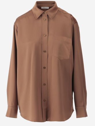 By Malene Birger Womens Satin Shirt Audrey Brown Acetate