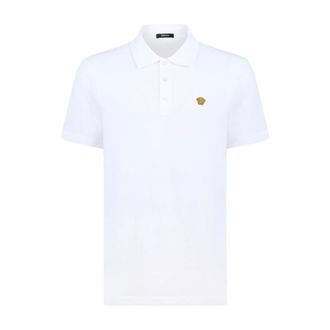 Versace Schwarzes Polo-Shirt mit Medusa-Emblem - - Tops - Herren - Wei&szlig; - XL