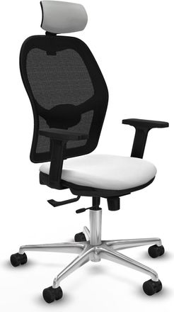 Piqueras y Crespo Ergonomischer wei&szlig;er Chorquera Stuhl mit 2D-Armlehnen, h&ouml;henverstellbarer Lendenwirbelst&uuml;tze und h&ouml;henverstellbarem Kopfteil und Neigungsverstellung, 