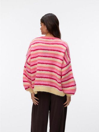 Vero Moda Strickjacke VMMAYBE STRIPE LS OPEN CARDIGAN NOOS Kunstfaser, loose fit