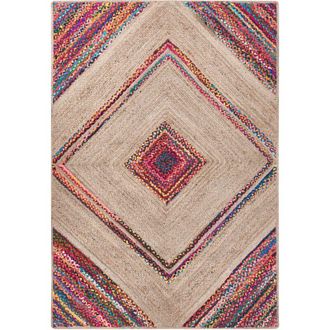 Beliani Tapis en Jute 160 x 230 cm Rectangulaire avec Motif Accessoire Salon Chambre Multicolore Raigad