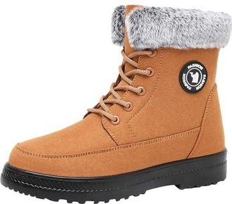 Generic Bottines Femme Hiver Neige Chaud Et Polaire Fourr&eacute;es Coupe-Vent Confortable Bottes Courtes Plates L&eacute;g&egrave;res Antid&eacute;rapant Automne Chaussures Femme (Yello