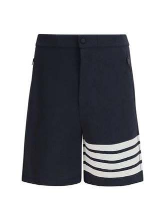 Thom Browne Mens Shorts 4-Bar Technical Navy Viscose Bermuda