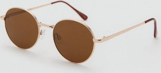 Mango Lunettes de soleil monture m&eacute;tallique ronde or - Femme - Taille unique - MANGO