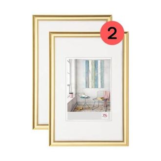 Walther Design Bilderrahmen gold 30 x 45 cm Doppelpack, Trendstyle Kunststoffrahmen KP045GD