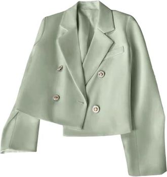 Generic Veste courte décontractée élégante ouverte sur le devant pour femme - Tendance dautomne - Double boutonnage - Veste de costume de bureau, Vert, XXL