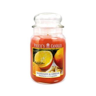 Price's Candles Prices - Grande bougie en pot Mandarine et gingembre - Parfum doux, d&eacute;licieux et de qualit&eacute; - Parfum longue dur&eacute;e - Jusqu&agrave; 150 heures de combustion