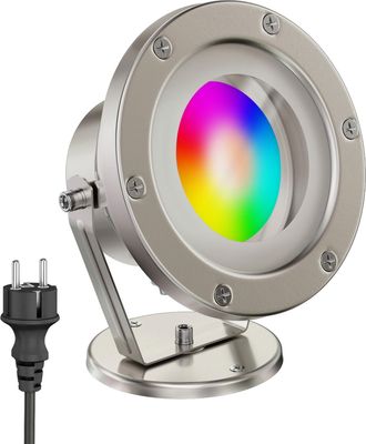 LEDs Com Gartenstrahler BULA für außen, Edelstahl + RGB Leuchtmittel warmweiß - kaltweiß (2900-6200)