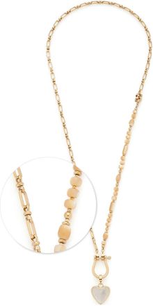 Leonardo Schmuckset Clip & Mix Kareen, 3 teiliges Set besteht aus Halskette 50 cm, Armband 19 cm und Herz-Anhänger aus weißer Jade, Kette aus goldfarbenem Edel