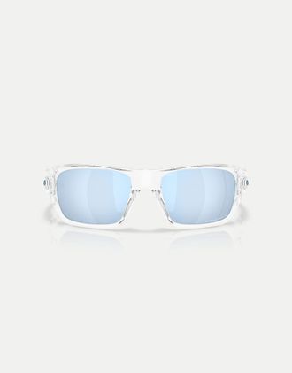 Oakley Masseter - Lunettes de soleil rectangulaires à verres miroir polarisés bleus - Transparent poli