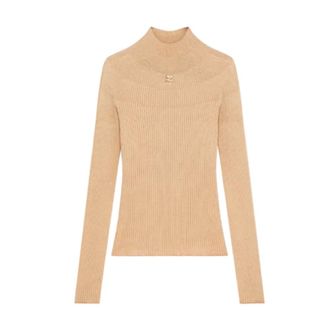 Courr&egrave;ges Femme, Pulls, Beige, Taille: 40 FR Maille leger Turtleneck