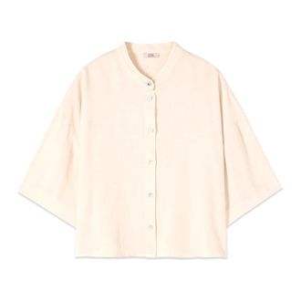 Oltre Boxy Shirt mit Mandarin-Kragen - - Blouses & Shirts - Damen - Wei&szlig; - L