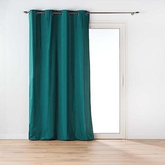 Douceur d'Intérieur Twily Ösenvorhang (135 x 260 cm), Emerald, Baumwolle/Recycling-Polyester