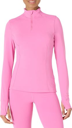 Amazon Essentials Damen Active FormFlex Buttery Soft Schlupfjacke mit Viertelreißverschluss und langen Ärmeln, schlanke Passform, Flamingo Rosa, XS