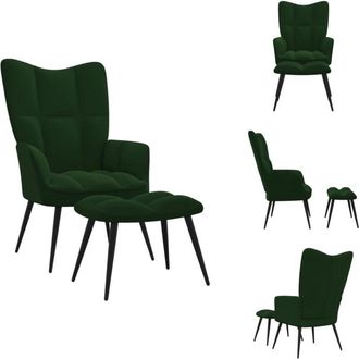 vidaXL Relaxsessel mit Hocker Dunkelgrün Samt - Samtsessel - Wohnzimmersessel - Bequemer Sessel - Sessel Mit Armlehnen - Dunkelgrüner Sessel