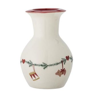 Bloomingville Vase Yule Weiß Weihnachtsmotiv 16x10 cm Blumenvase Keramik