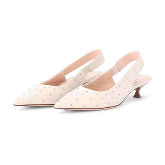 AGL Leder Sling-Back Kitten Heel Pumps - - Shoes - Damen - Beige - 41 EU