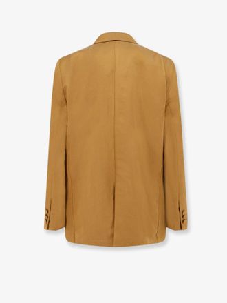 Alysi Womens Blazer Double-Breasted Lyocell-Linen Yellow Blazers Jacket