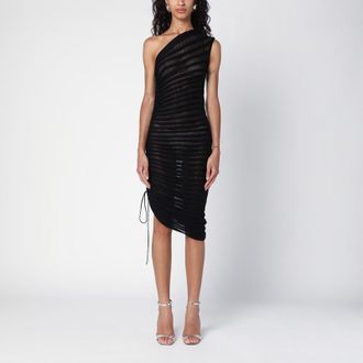 Alaia Black asymmetrical skeleton dress