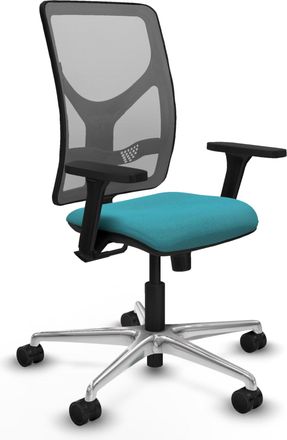 Piqueras y Crespo Computerrollstuhl mit 3D-Armen, h&ouml;henverstellbare Lendenwirbelst&uuml;tze, ausgestattet mit 3 Positionen und Schneideschaum, Grau/T&uuml;rkis