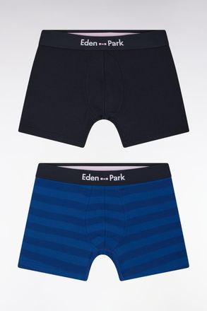 Eden Park Lot De Deux Boxers En Jersey De Coton Stretch Marine Et Cercl&eacute; Bleu