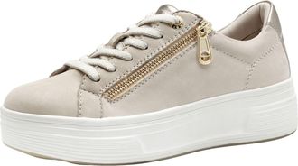 Tamaris Comfort Damen Plateau Sneaker mit Rei&szlig;verschluss Low Top, Beige (Beige Nubuk), 37 EU