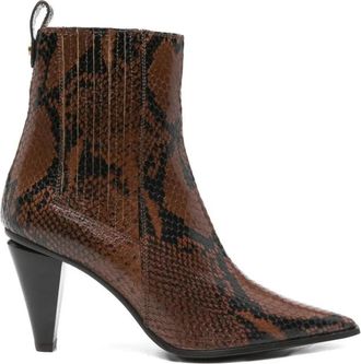 Roberto Festa Milano Stiefel - Textured Snakeskin Ankle Boots - Gr. 37,5 (EU) - in Schwarz - f&uuml;r Damen