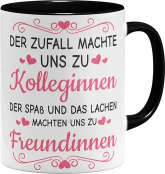 OM3 Der Zufall machte uns zu Kolleginnen Freundinnen Kaffee-Tasse Geschenkidee Dankeschön Lieblingskollegin | Keramik Becher | 11oz 325ml | Beidseitig Bed