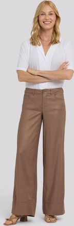 NYDJ 5-Pocket-Breitleg-Hose aus Stretch-Leinen mit super hoher Taille