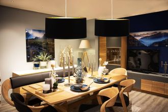 Lugh Lighting home24 Pendelleuchte Midas III Ø 55cm Schwarz Baumwollstoff E27