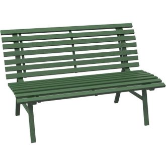 OUTSUNNY Banc de jardin 2 places assise dossier &agrave; lattes alu vert