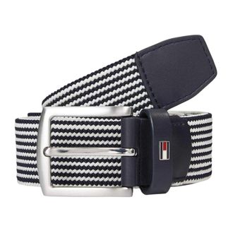 Tommy Hilfiger Homme, Accessoires, Bleu, Taille: 100 CM Square Buckle Textured Stretch Belt