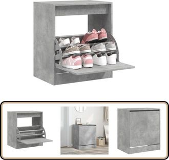 vidaXL Vidaxl - Schuhschrank Betongrau 60x42x69 cm Holzwerkstoff - Schuhschrank - Schuhregal - Holzwerkstoffmöbel - Garderobe - Einbauschrank