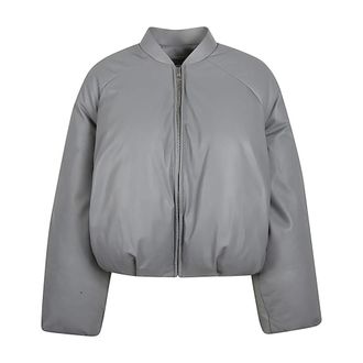 Loewe Femme, Vestes, Gris, Taille: 36 FR Blouson Aviateur Rembourr&eacute; en Cuir