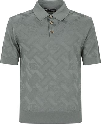 Dolce & Gabbana Homme, Tops, Gris, Taille: M Polo en Soie &agrave; Micro-points