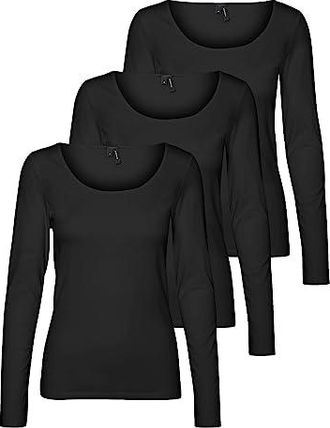 Vero Moda Vmmaxi My Ls Soft Uneck Ga Noos T-shirt à manches longues pour femme, Noir (3 x noirs), XXL