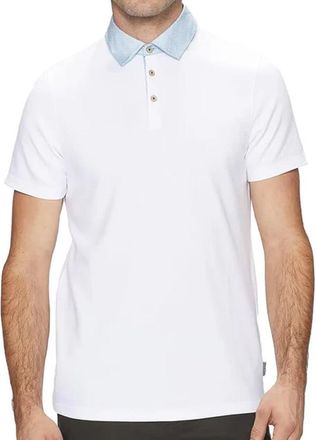 Ted Baker Frend Gewebtes Herren Polohemd in Wei&szlig;