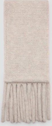 Mango &Eacute;charpe en maille &agrave; franges &eacute;cru - Femme - Taille unique - MANGO