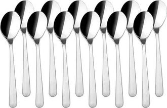 Jay Companies 11050007 - Packung Mit 12 Kaffeel&ouml;ffeln, Alma Collection, 144 mm, Edelstahl, Klassisches und Ausgewogenes Design f&uuml;r den T&auml;glichen Gebrauch und Gastfr