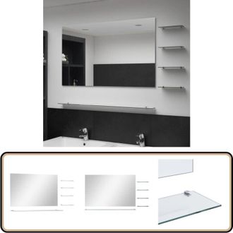 vidaXL Wandspiegel mit 5 Ablagen Silbern 100×60 cm - Wandspiegel - Spiegels Regal - Badspiegel - Wohnzimmerspiegel - Schlafzimmerspiegel
