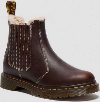 Dr. Martens 2976 Leonore II Faux Grizzly Leder Chelsea Stiefel Mit Kunstfellfutter Schuhe in Braun, Größe: 36