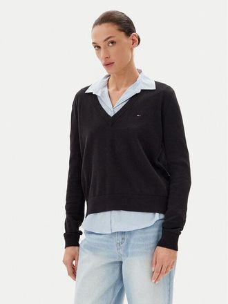 Tommy Jeans Pullover Essential DW0DW19888 Schwarz Regular Fit