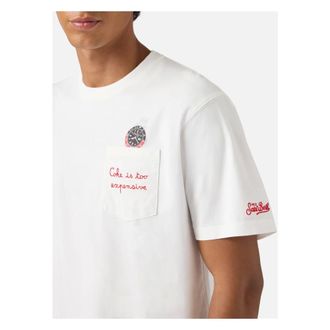 MC2 Saint Barth Homme, Tops, Blanc, Taille: S T-shirt de poche avec broderie