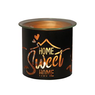 Woodbridge Candle Teelicht Duftlampe | Home Sweet Home Black & Gold | Metall Aromalampe im modernen Design | Aromalampe für Zuhause & Büro | Ideal für Wellness & Entspa