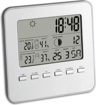 TFA Dostmann 35-1098 Quadro Funk-Wetterstation, Außentemperatur, Innentemperatur, Mondphasen, Raumklima, Uhrzeit, (L) 130 x (B) 26 (62) x (H) 130 mm