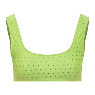 Andamane &Auml;rmelloses Top mit Elegantem Strass-Detail - - Tops - Damen - Gr&uuml;n - S