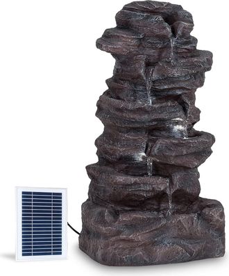 Blumfeldt Blumfeldt Stonehenge Solarbrunnen, inkl. Solarpanel, Lithium-Ionen-Akku (ca. 5h Laufzeit), LED-Beleuchtung, Polyresin| frostbest&auml;ndig, f&uuml;r drinnen und