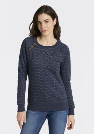 Ragwear Sweatshirt RAGWEAR DARIA ZIG ZAG O, Damen, Gr. XS, navy, Sweatware, Obermaterial: 65% Baumwolle, 35% Polyester, gemustert, normal, Rundhals, Rippb&uuml;ndc